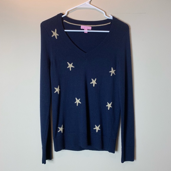 Lilly Pulitzer | Sweaters | Lilly Pulitzer Navy Blue Metallic Starfish ...